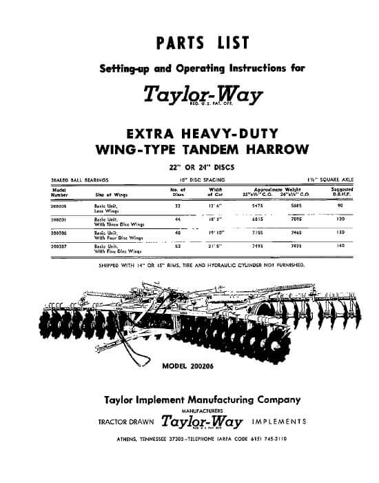 Taylor-Way Manuals - King Kutter