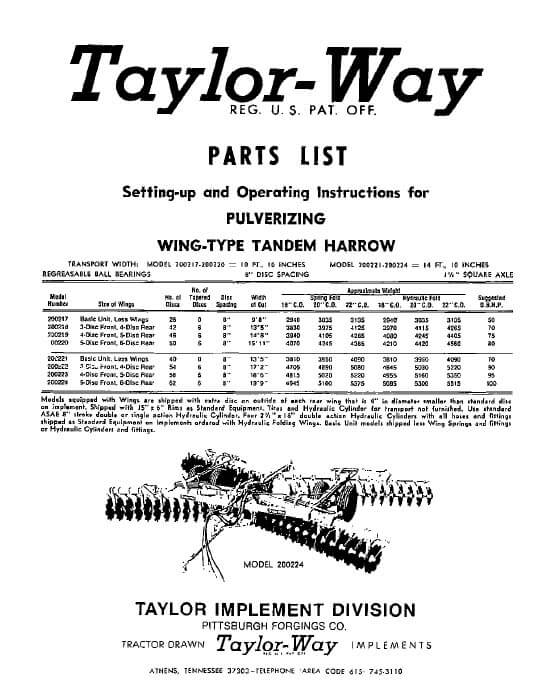 Taylor-Way Manuals - King Kutter