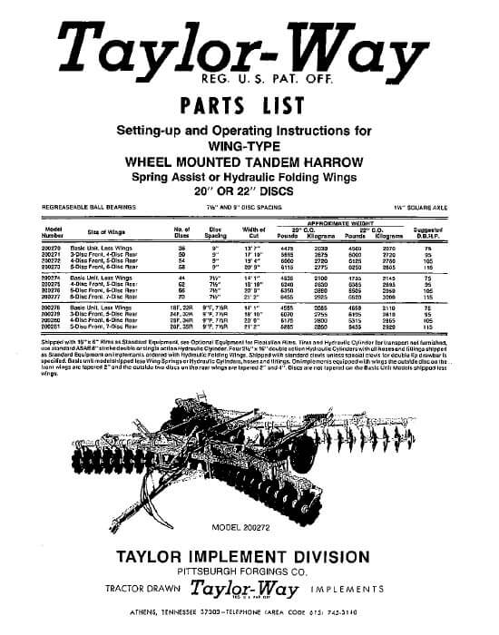 Taylor-Way Manuals - King Kutter